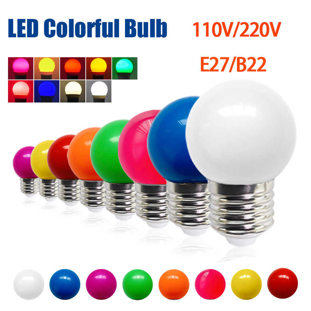 2W G45 Colorful Led Light Bulb E27 B22 Mutil Color Red Blue Green ...