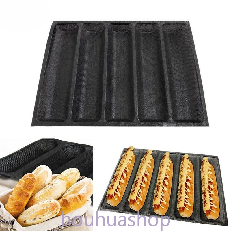 5 Loaves French Bread Baguette Pan Mold Non-Stick Wave Loaf Bake Baking ...
