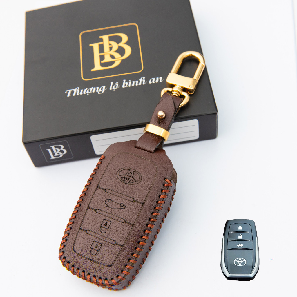 Leather Car Key Case for Toyota Hilux 2016-2024, Innova V 2016-2022 ...