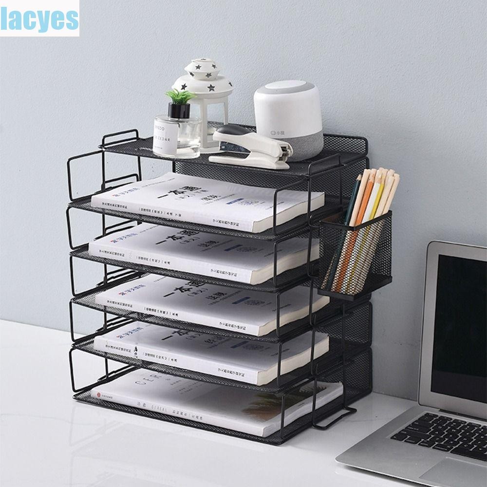 LACYES File Storage Rack, Single Layer Stackable Desktop Document Shelf ...