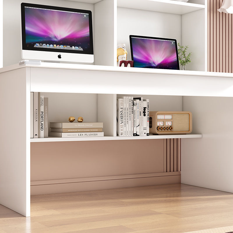 J-H/Solid Wood Computer Desk Study Desk Bookshelf Combination Bookcase ...