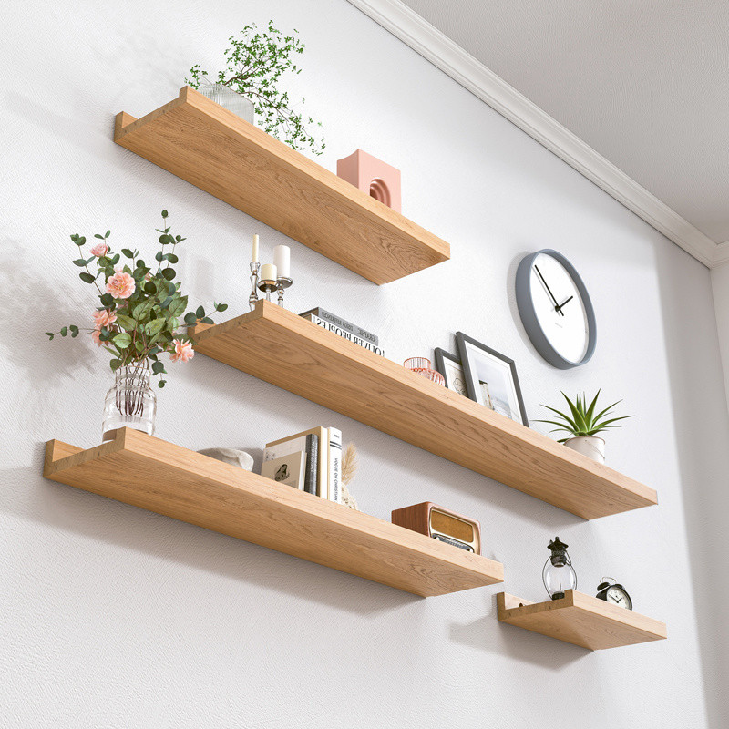 [in stock] 1214Wall-mounted Shelf for Living Room, Solid Wood Single ...