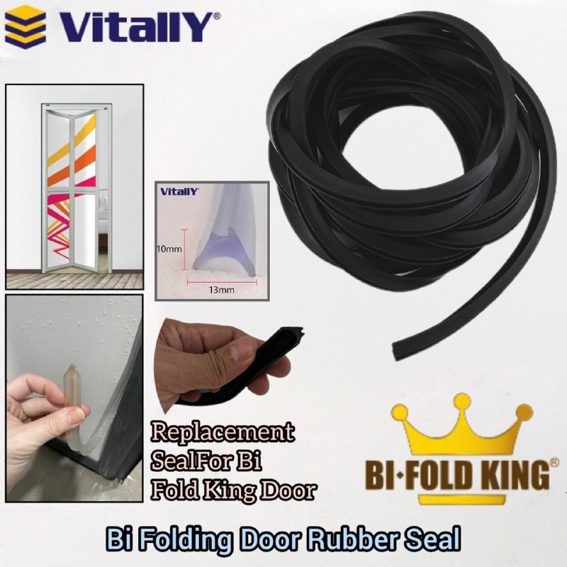 Vitally Bi-Fold King Folding Door Seal Black Rubber 1 Meter For Toilet ...