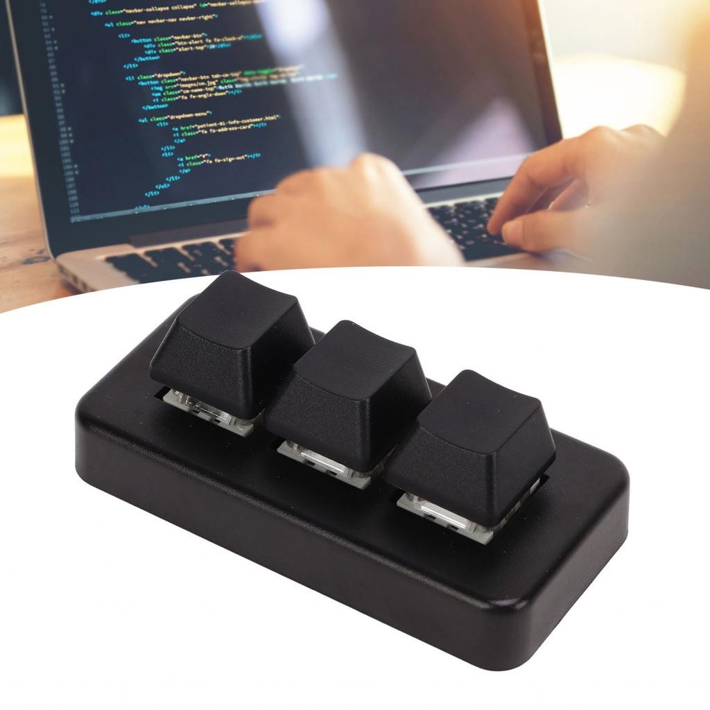 Moonbase Custom Button Keyboard USB Wired 3Key Builtin Memory Macro Programming for Electronic ...