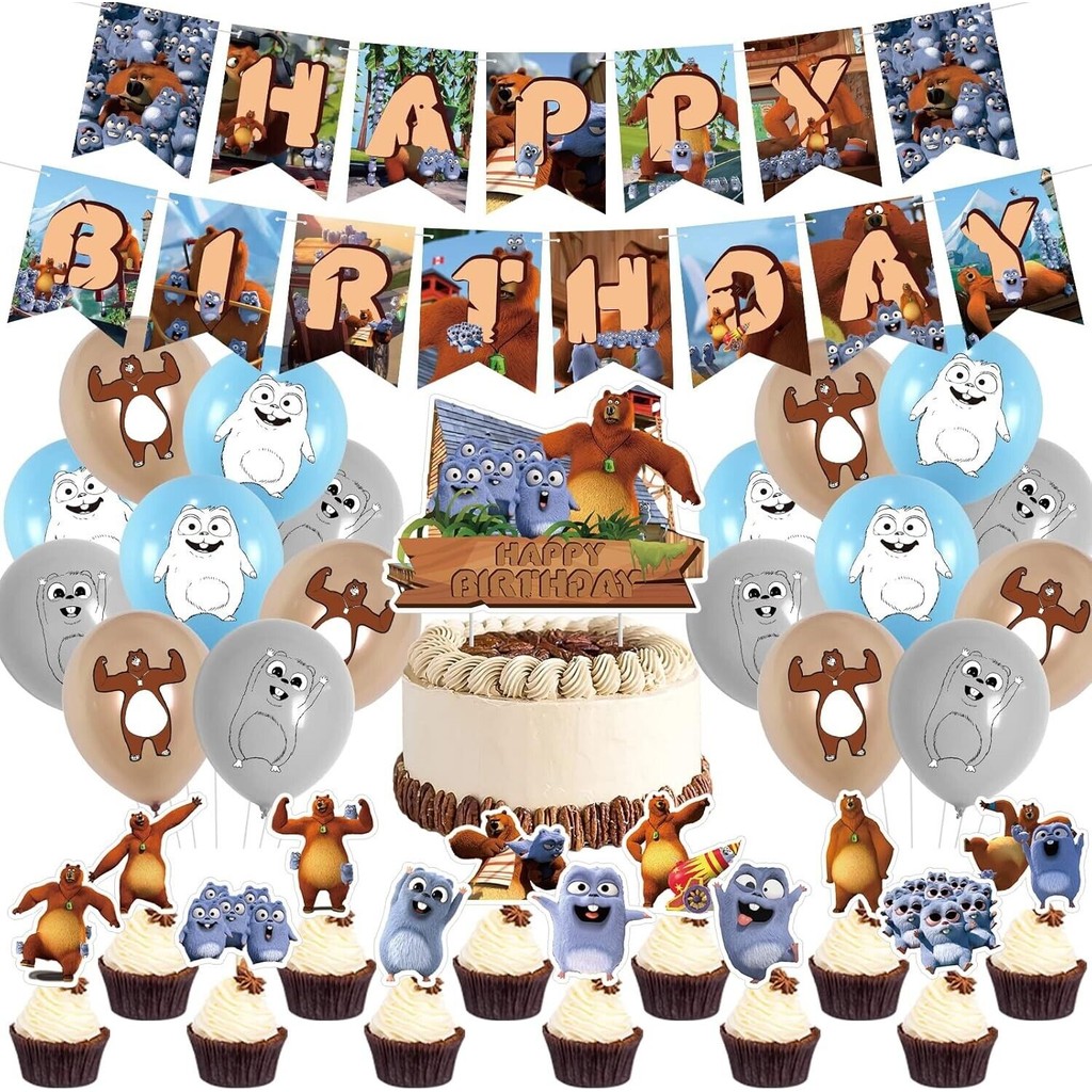 Happy Birthday Cake Topper Grizzy and the Lemming Decoration Set Party ...