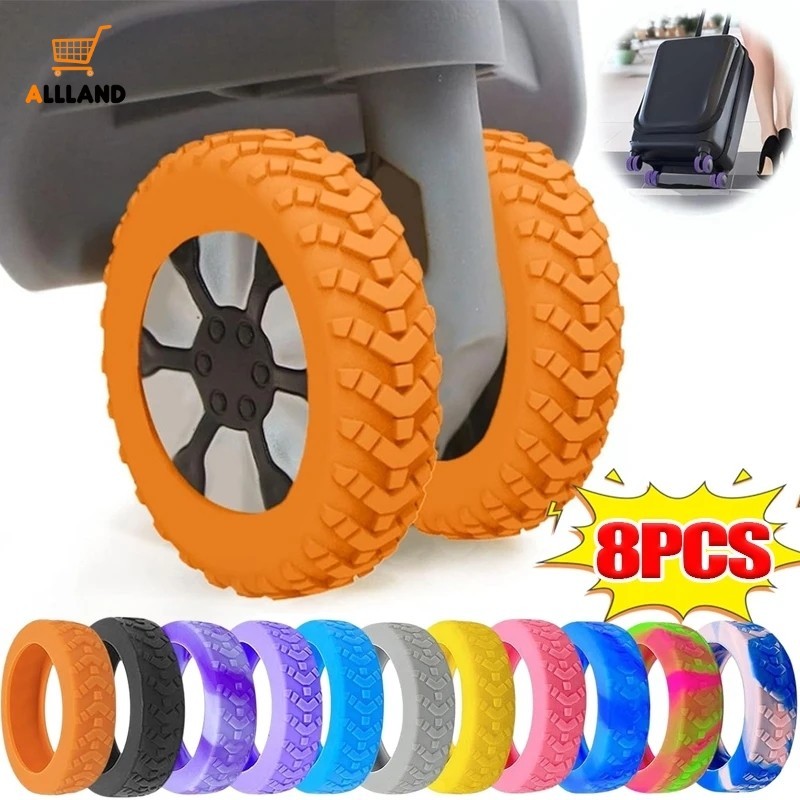 8 PCS Silicone Travel Luggage Wheels Cover Thicken Travel Rolling ...