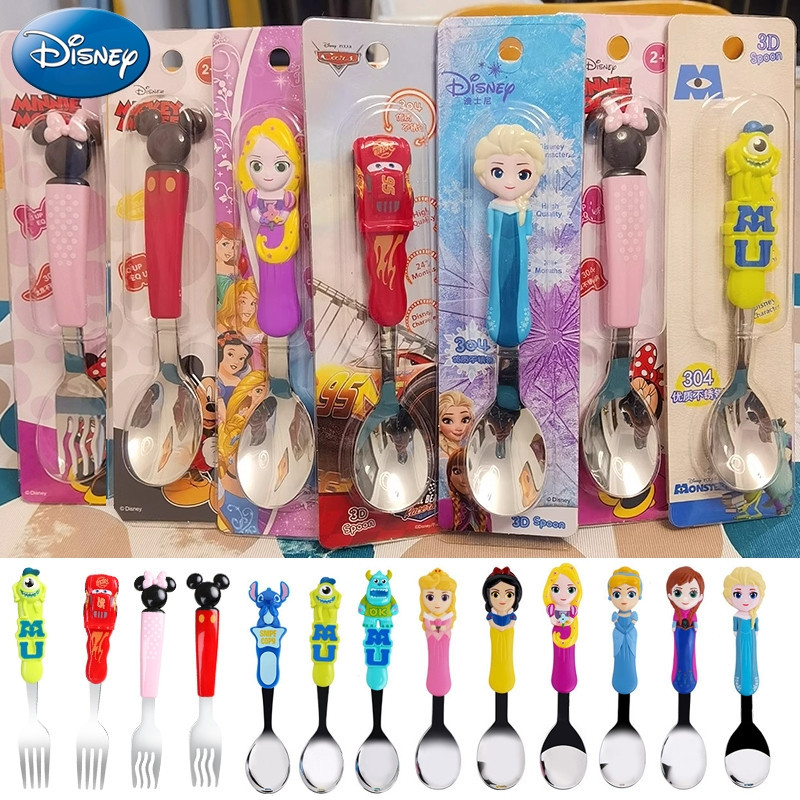 Kids Spoon/Fork Cute Disney Elsa/Princess/McQueen/Spider-Man Children ...