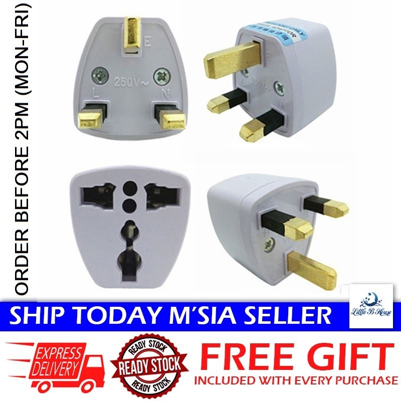 [Little B House] Universal 3 Pin Plug Adaptor 2 Pin Multi Pin Malaysia ...