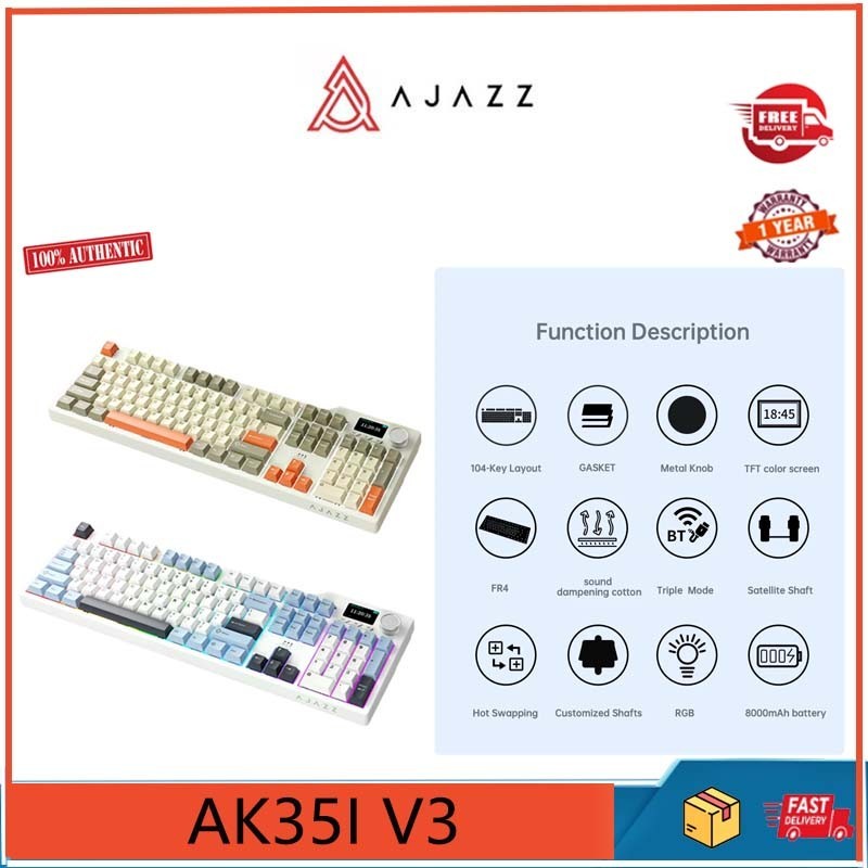 AJAZZ ak35iv3 three mode mechanical keyboard, 104 keys, macro ...