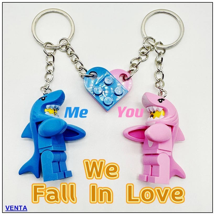 Cute Shark keychain couple backpack pendant compatible with LEGO ...