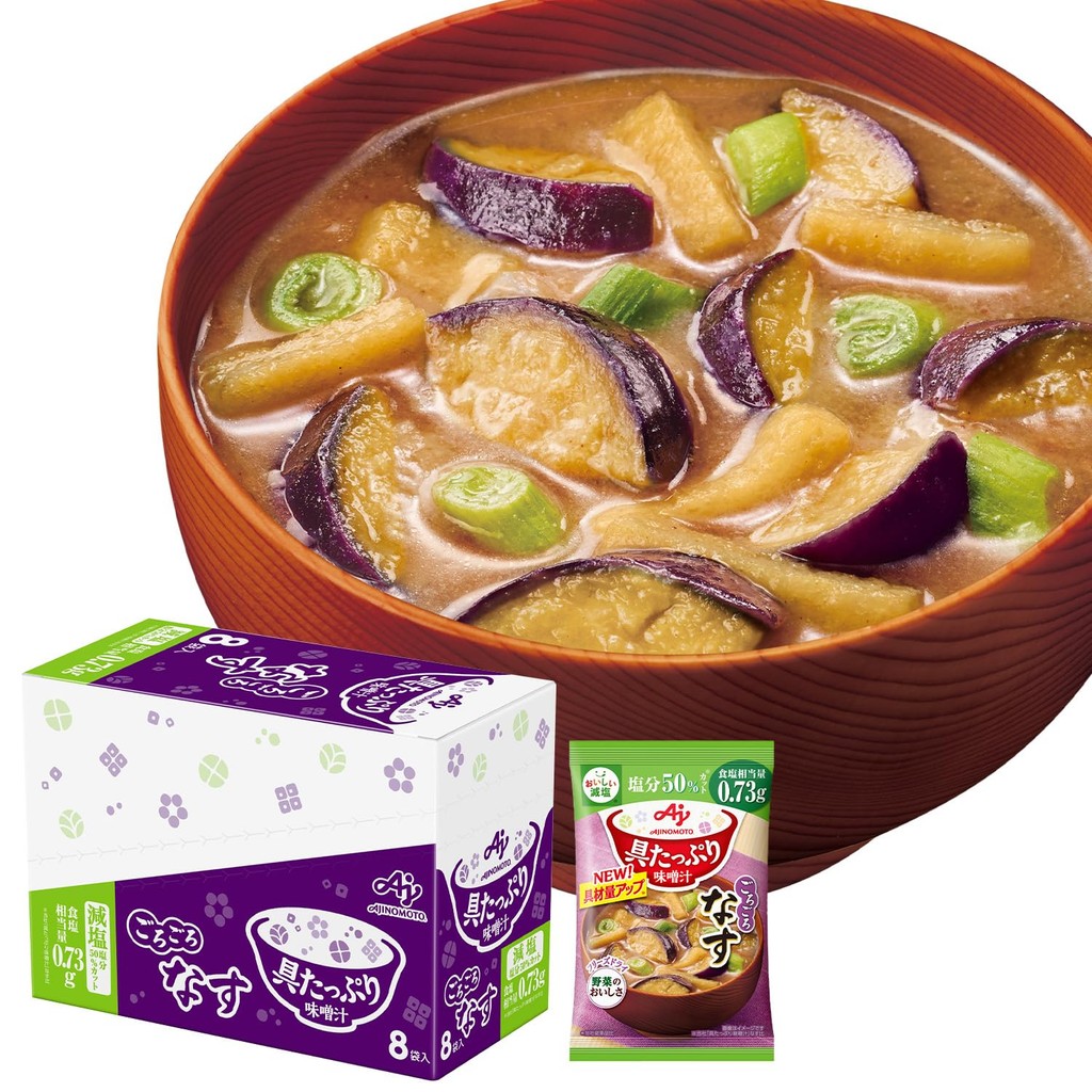 【Direct from Japan】Ajinomoto Miso Soup with Lots of Toppings, Eggplant ...