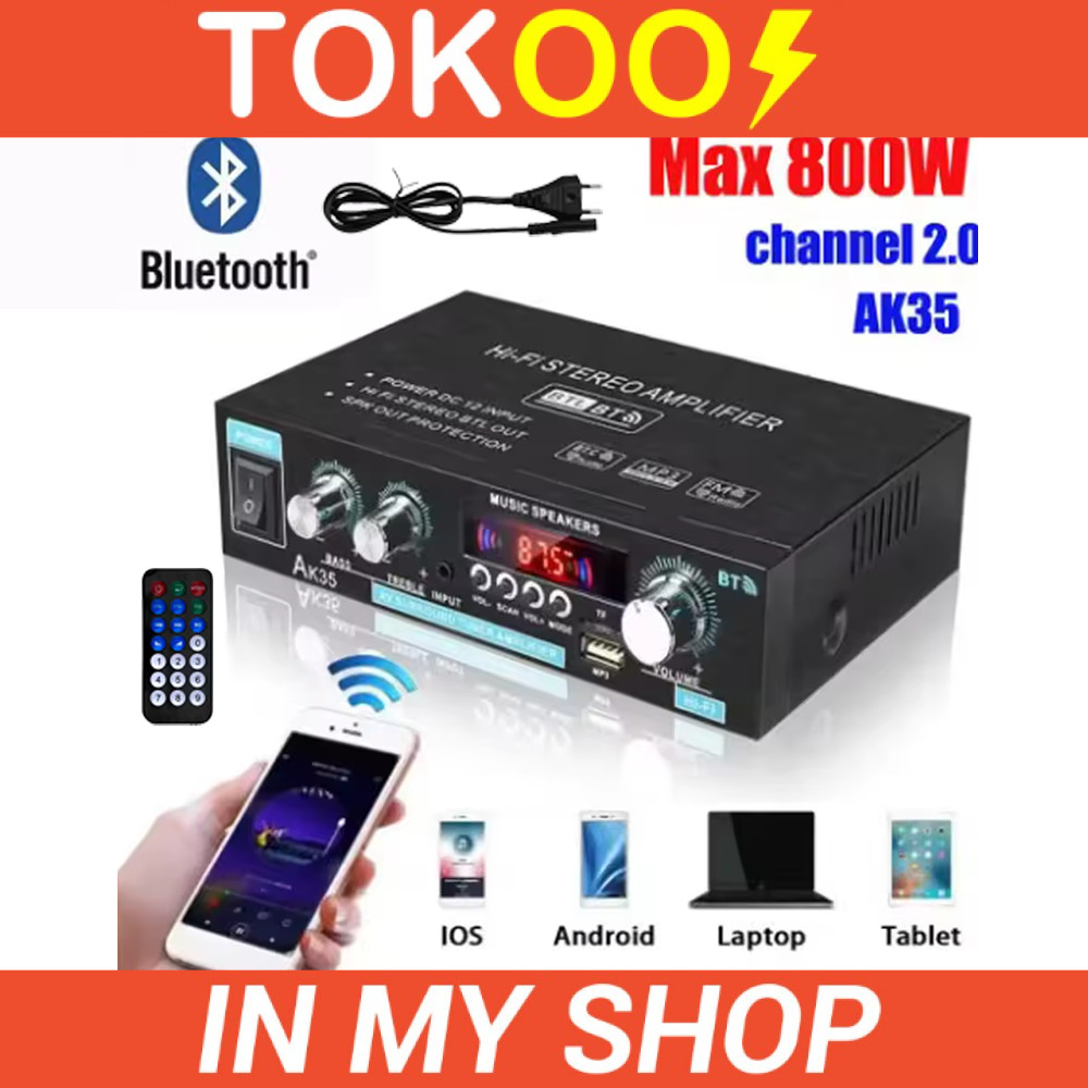 AK35 800W Home Power Amplifier 2 Channel Bluetooth 5.0 Mini Hifi ...