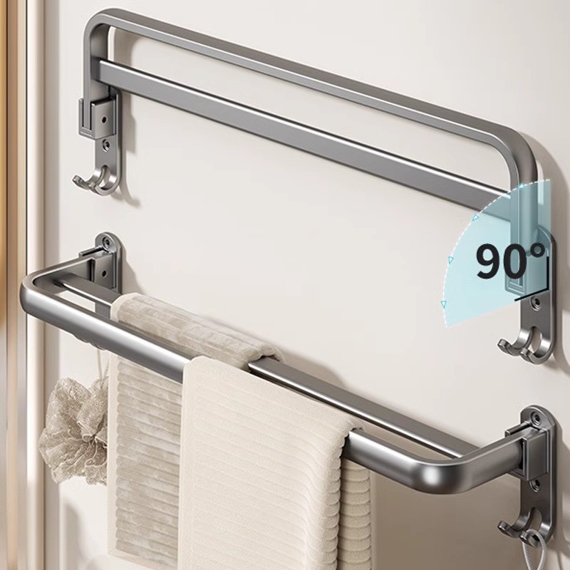 [in stock] Punch Free Towel Rack Foldable Alumimum Wall-Mounted ...