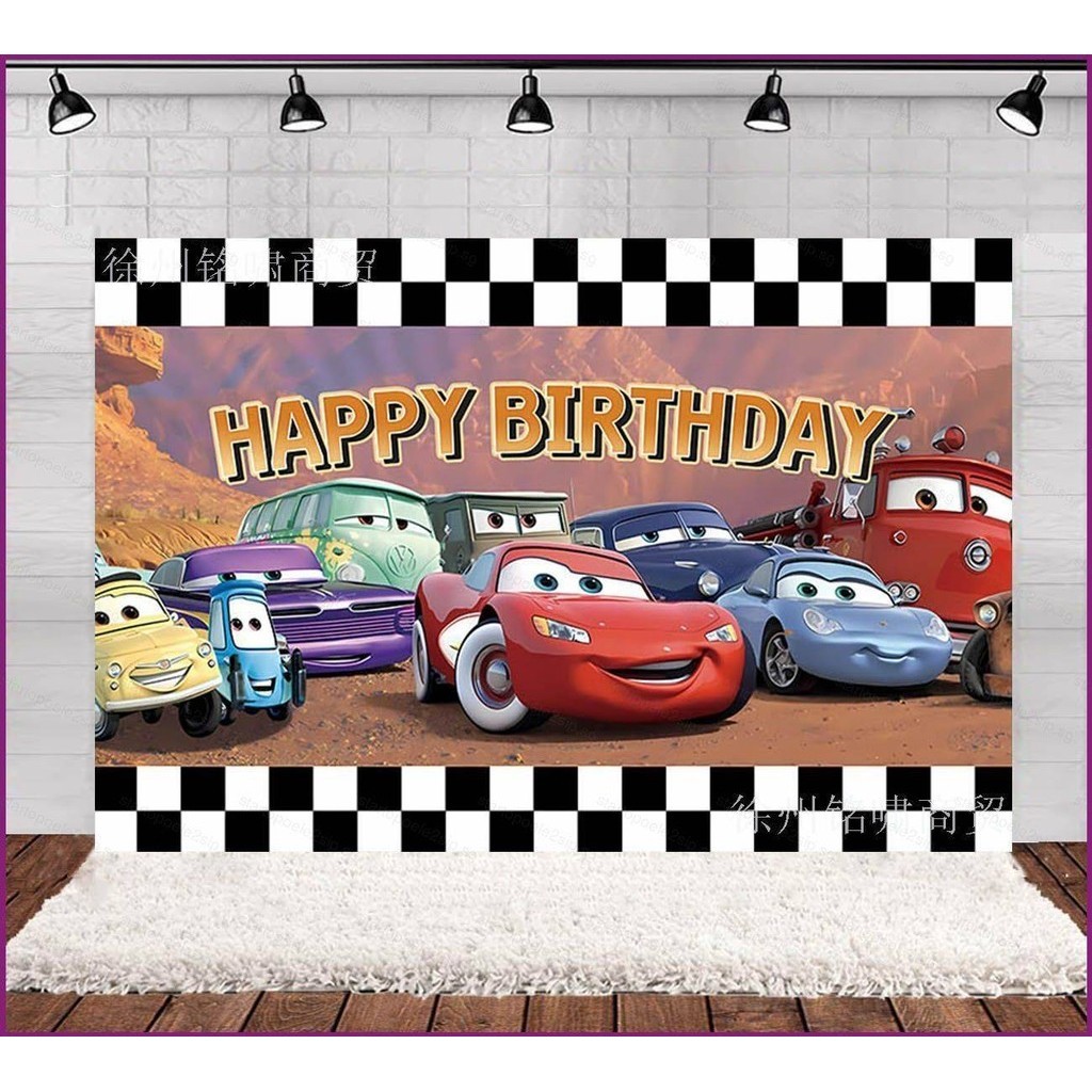 Cars Lightning McQueen Birthday backdrop banner tapestry party ...