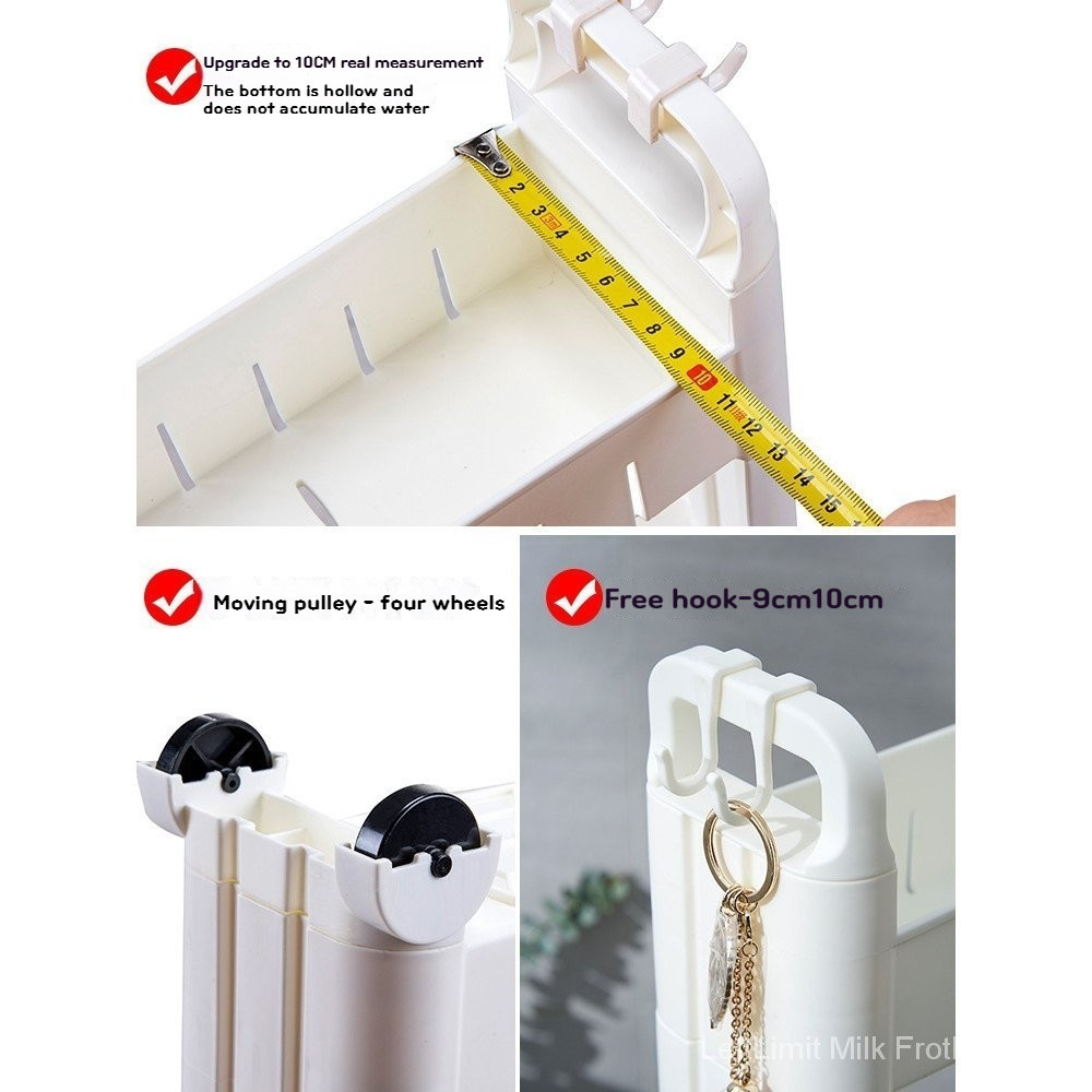 NEW 10cm Narrow Gap Storage Trolley Bathroom Gap Storage Rack Toilet ...