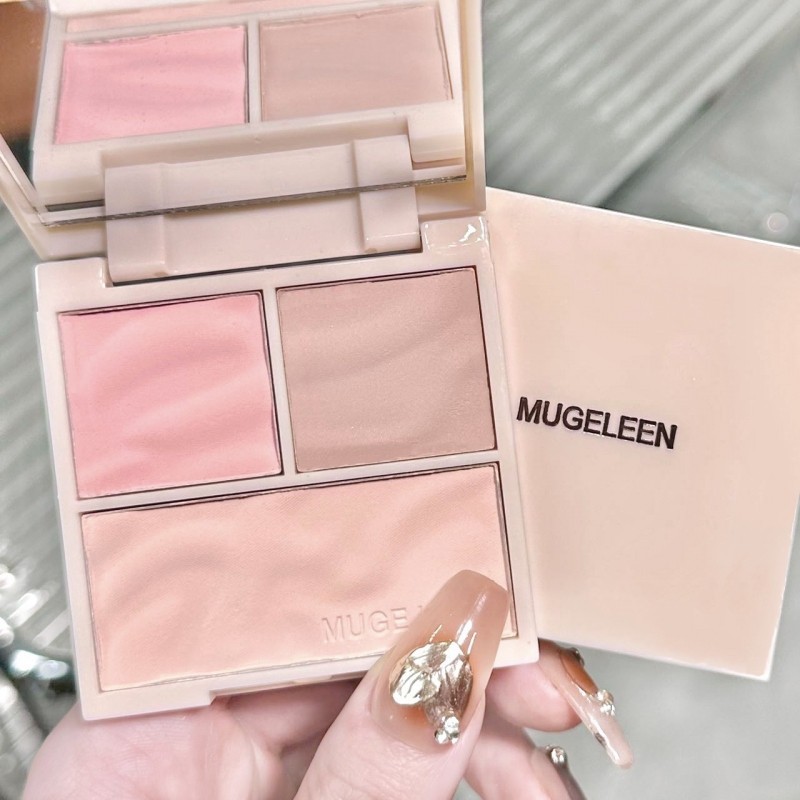 MUGE LEEN Blush Three Color Blush Highlight Powder Peach Nude Low ...