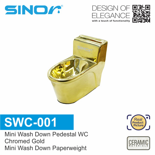Sinor SWC-001 Chromed Gold Mini Water Closet Pedestal WC Paperweight ...