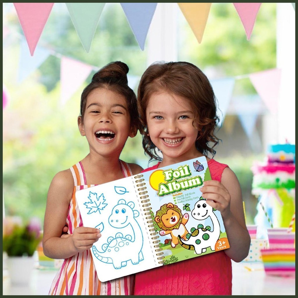 Foil Paper Coloring Book Kids Doodle & Sticker Activity Children Foil ...