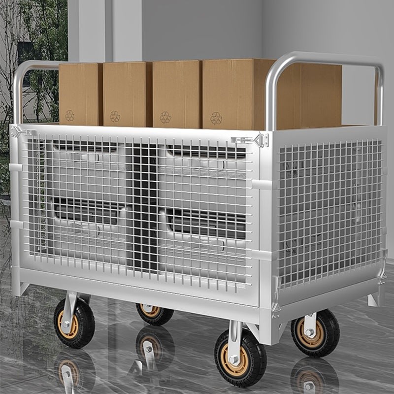 Grid Cart Trolley Mobile with Guardrail for Warehouse Logistics ...