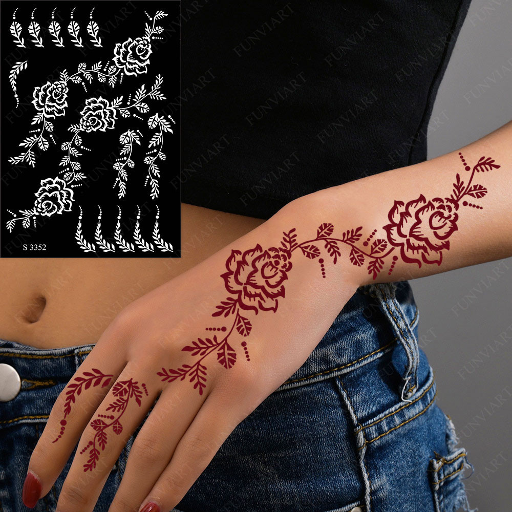 Reusable Flower Henna Template for Hand Henna Tattoo Stencil for Women ...