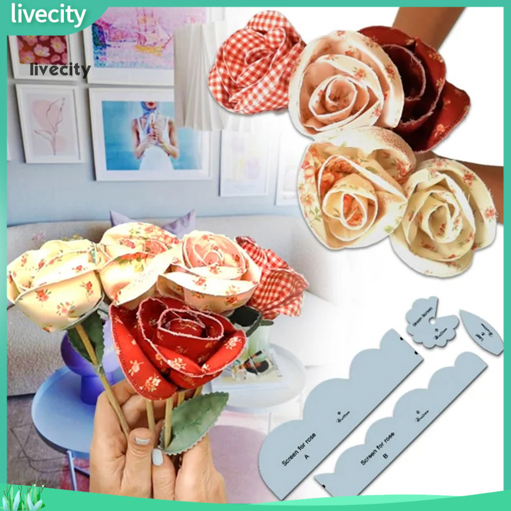 livecity| Flower Petal Template Plastic Rose Stencil Diy Rose Craft ...