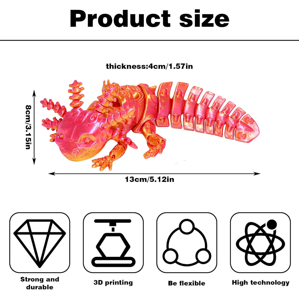 3D Printed Axolotl Toy Articulated Mechanical Axolotl Figurine 3D ...