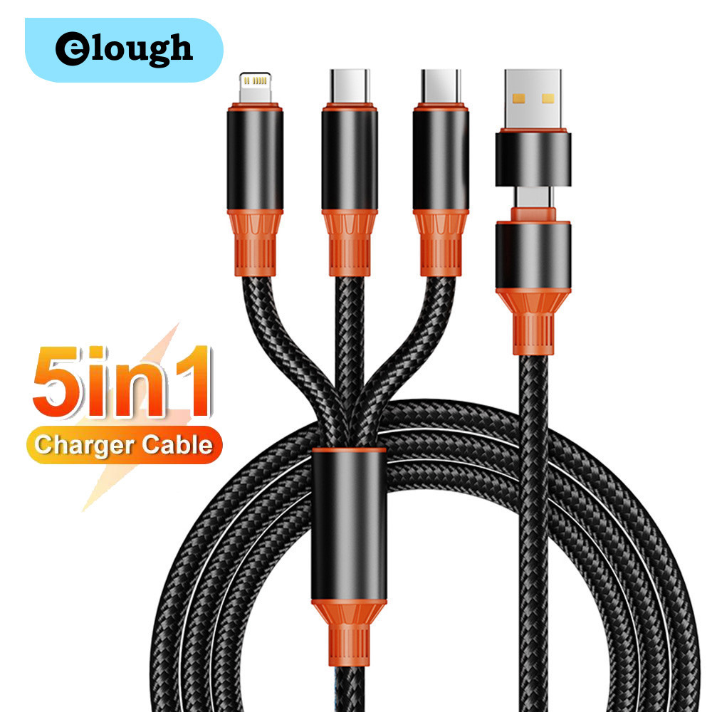 Elough 5 in 1 100w Cable USB A to Type C Micro USB Fast Charging Data ...