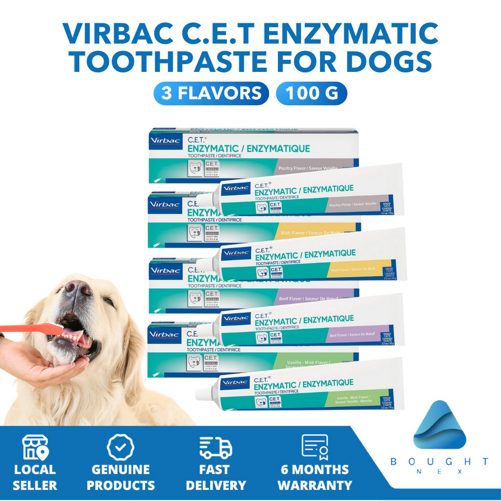 Virbac C.E.T Enzymatic Dog Toothpaste 70g - Beef, Poultry, Vanilla ...
