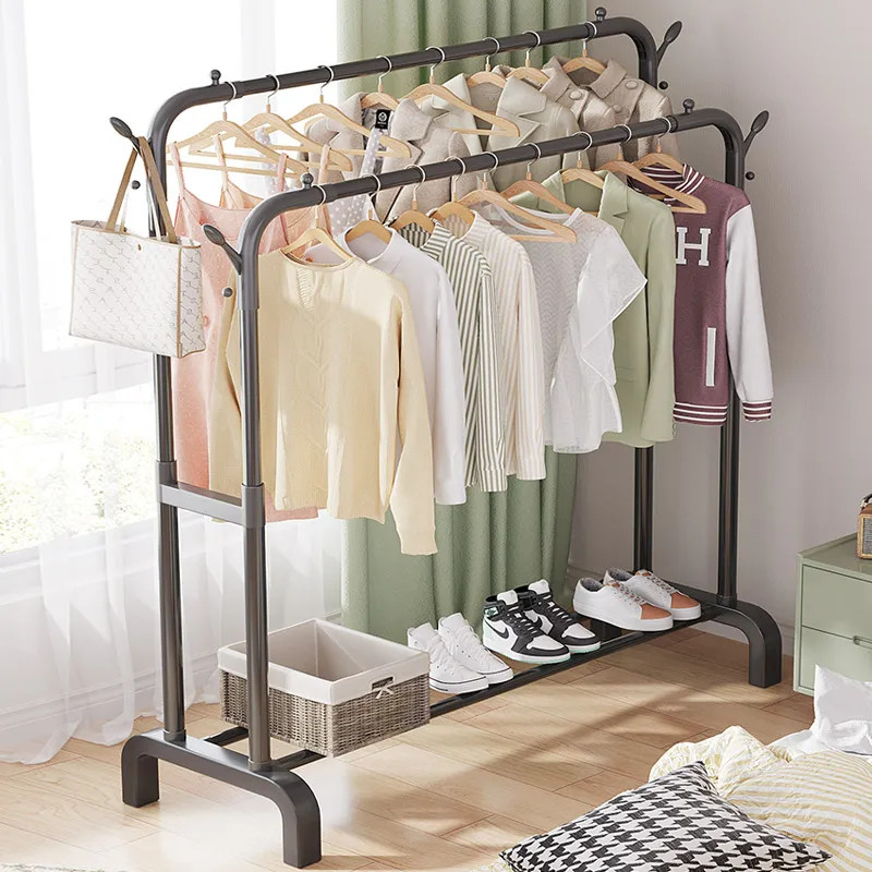 Clothing Garment Rack Floor Folding Coat Rack Hanger Indoor Single ...