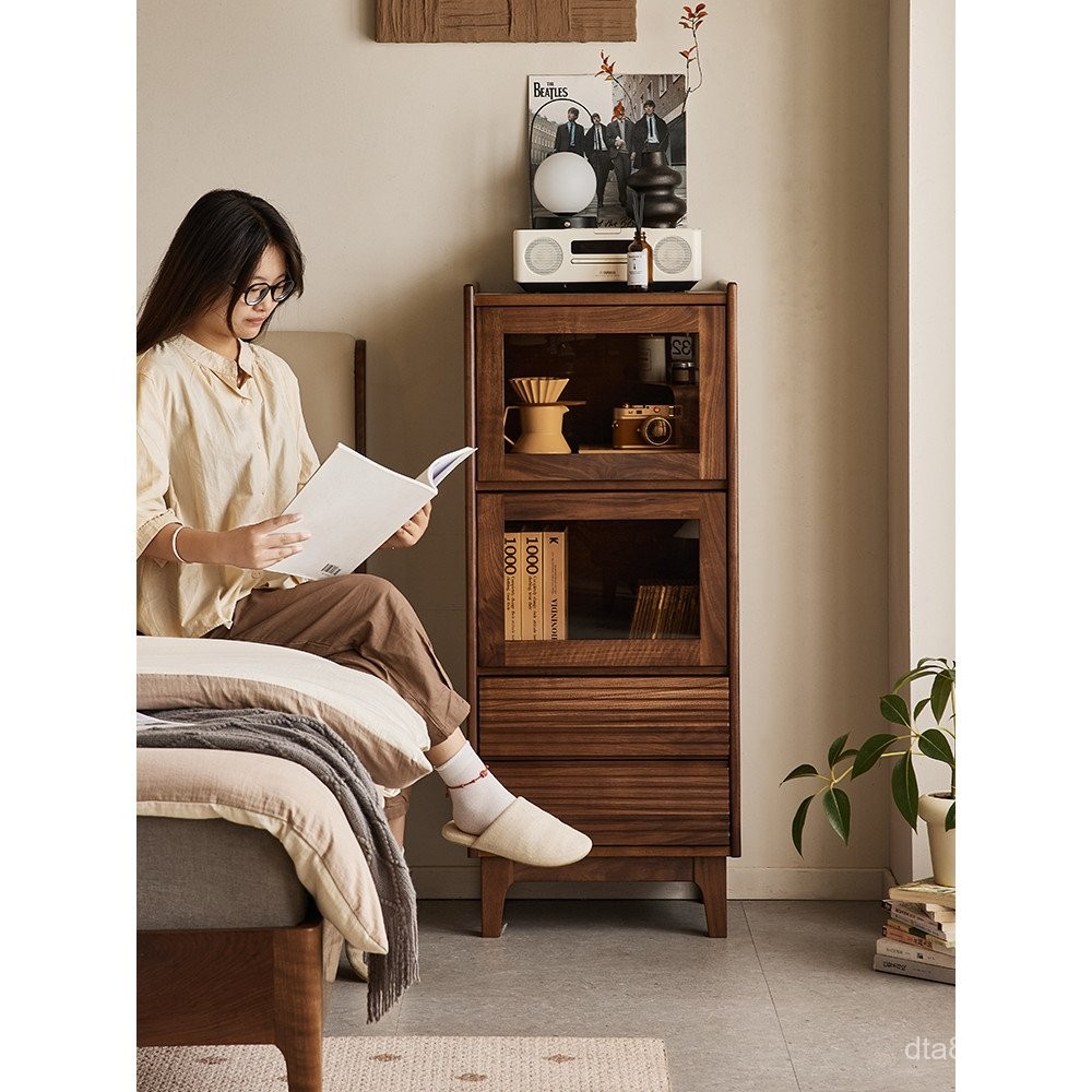 yamoo North American Black Walnut Small Wine Cabinet Nordic Simple ...