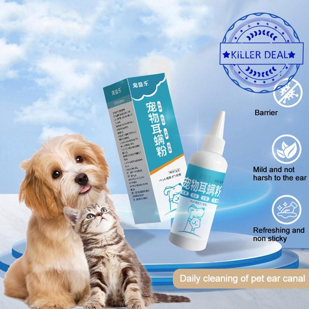 70g/ Bottle Pet Ear Mite Powder Dog Cat Ear Canal Cleaner Odor Ear ...