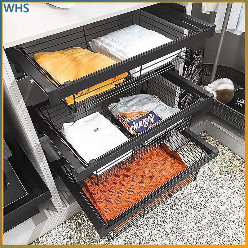 Closet pull-out drawer damping telescopic pull-out closet trouser rack ...