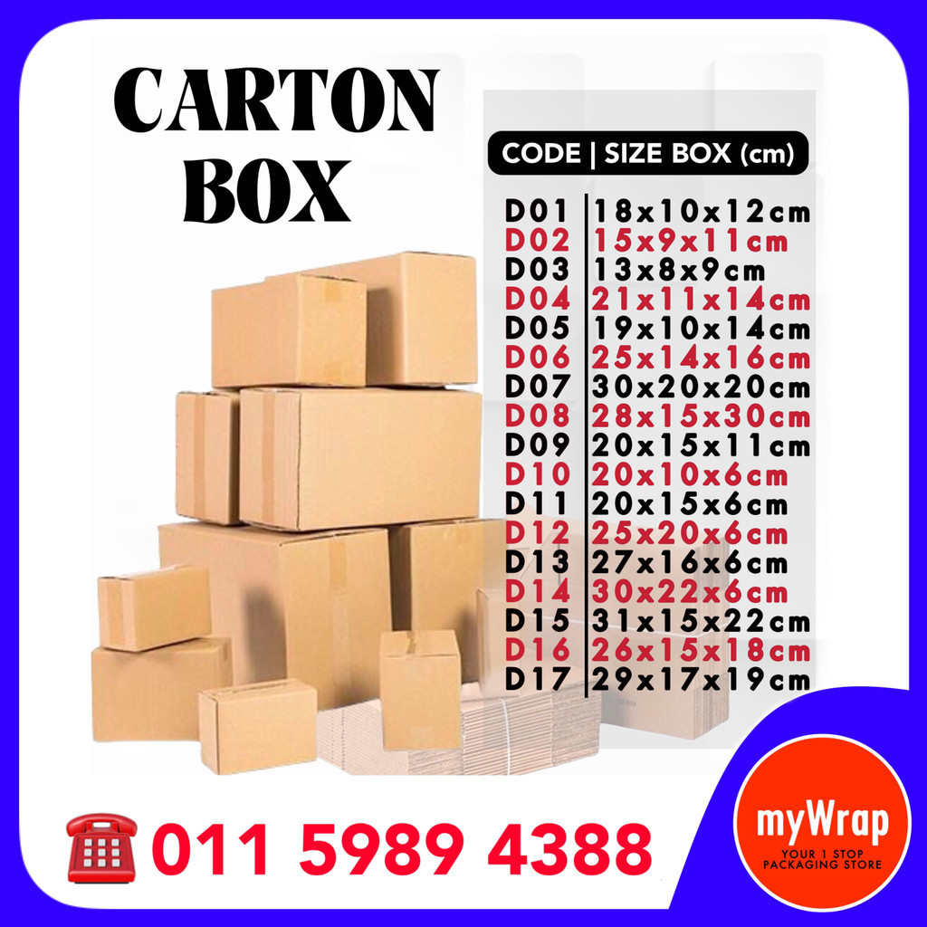 Carton Box D Series Packing Box Wholesales Packaging Box Kotak Box ...
