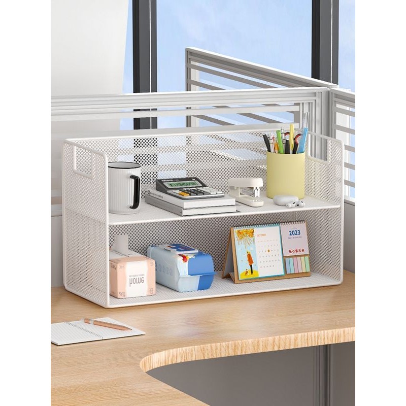 Office Desktop Shelf Desk Layered Organizer Storage Box Work Position ...