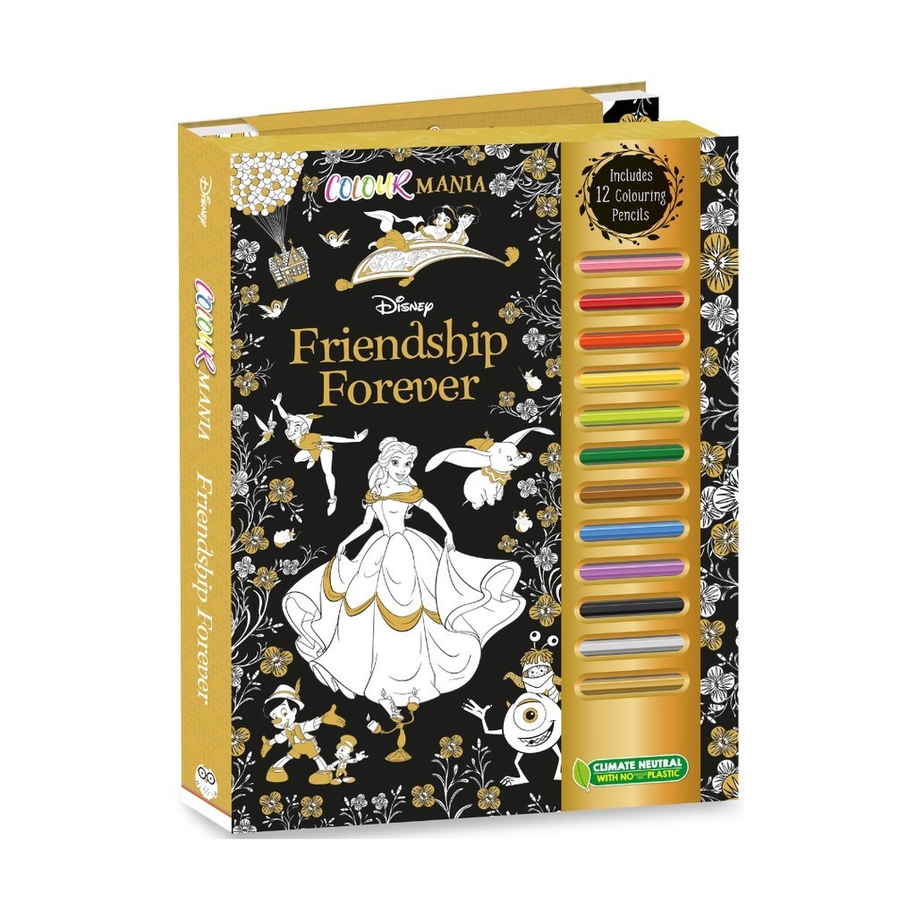 Disney Friendship Forever Premium Colouring Book Gift Set With 12 ...