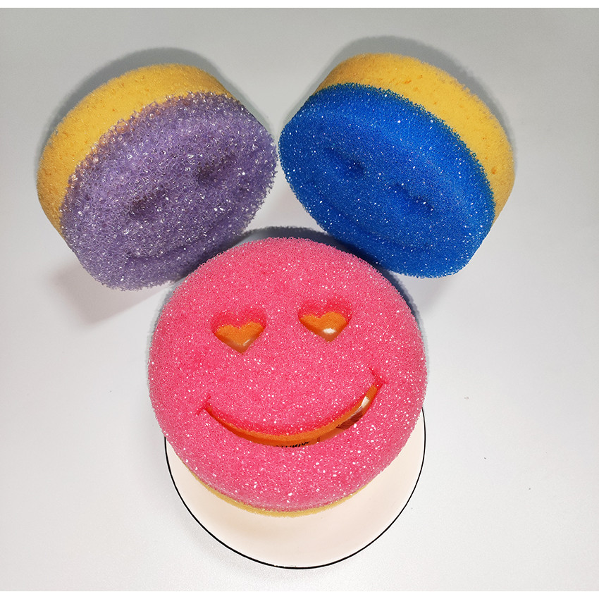 3pcs Kitchen Scrub Happy Face Sponge Smile Scrubbing Washing Dishes ...