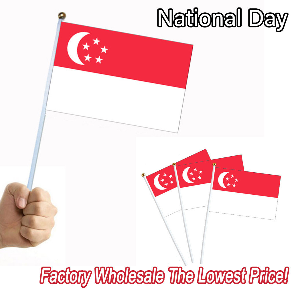14*21cm Singapore Waving Hand National flag NDP Plastic Cloth National ...