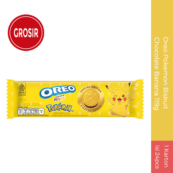 Oreo Pokemon Chocolate Banana Biscuits 119g, 1 Carton Contains 24 pcs ...