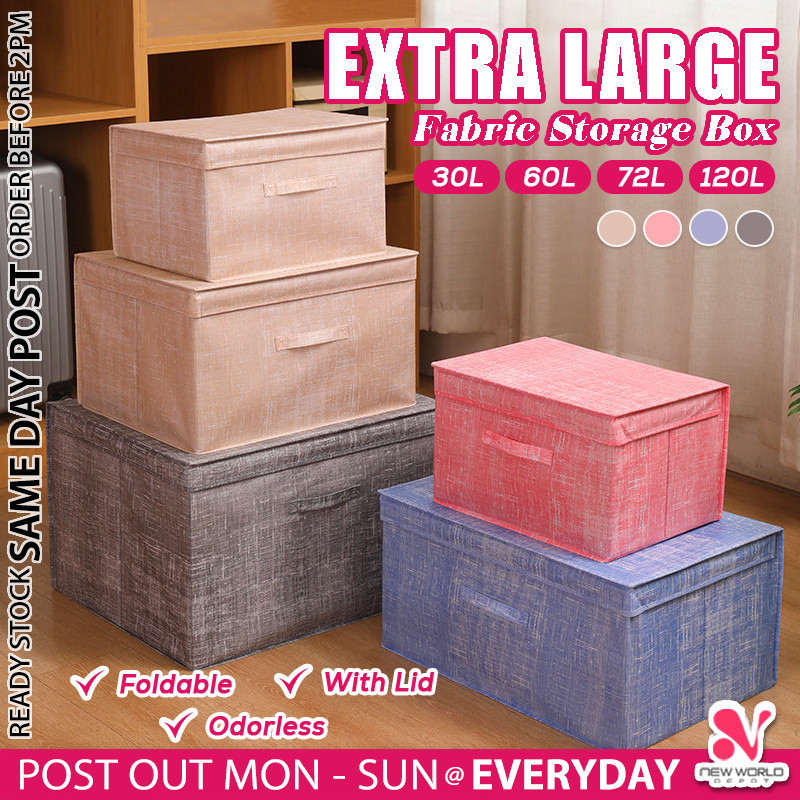 𝗔𝗠𝗣𝗟𝗘 𝗦𝗣𝗔𝗖𝗘 》Foldable Non Woven Linen Storage Box Toy Blanket Clothes ...