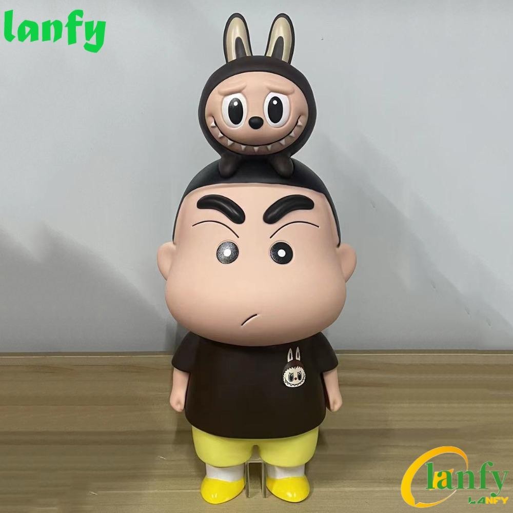 LANFY Labubu Crayon Shin-Chan Model, Desk Decor PVC Doll Labubu Crayon ...