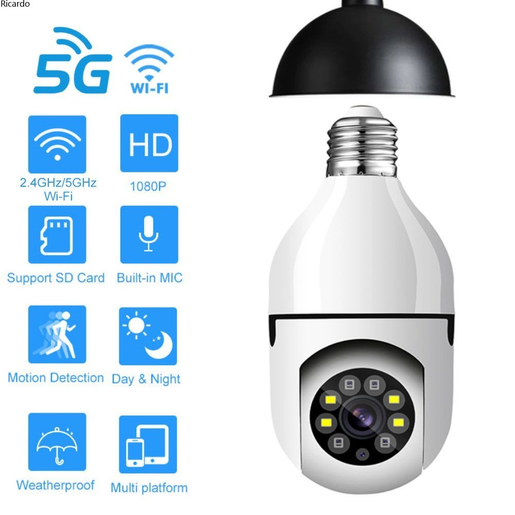 Hd 1080p 360° Smart Bulb Auto Tracking Rotate Panoramic Camera Wireless ...