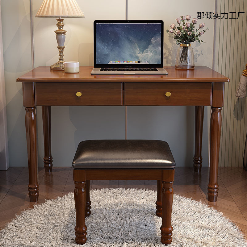 J-H/American Style Solid Wood Desk for Home Small Apartment Computer ...