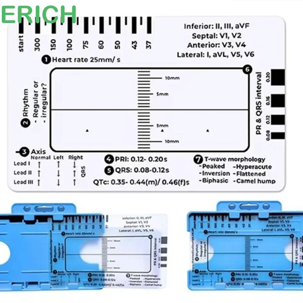 ERICH1 Ecg/Ekg Reference Guide, Portable Pocket Clear ECG 7 Step Ruler ...