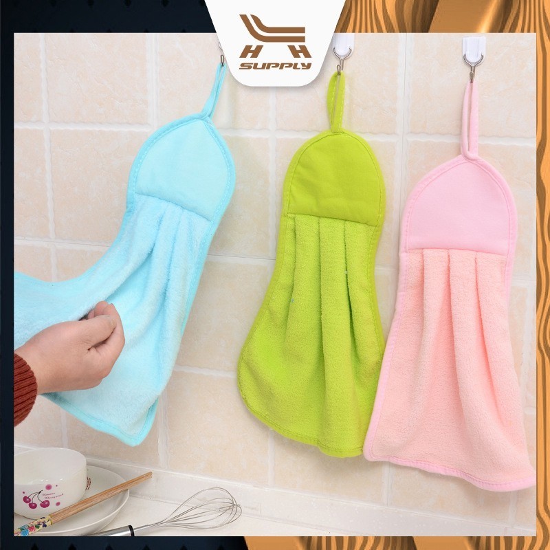 LH Hanging Kitchen Towel Rag Super Soft Coral Velvet Absorbent Cloth ...