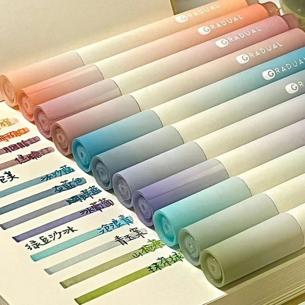 Fluorescent Pen Morandi Marker Macaron Double-Headed Marking Pen Multi ...