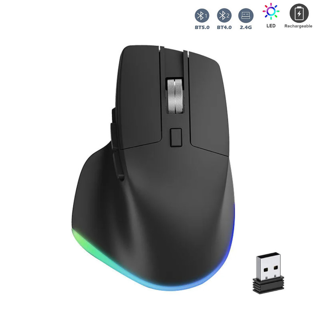 Jomaa 2.4G+Bluetooth Wireless Mouse Ergonomics Gaming Mouse Optical RGB ...