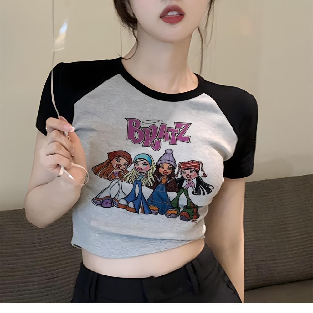 bratz girls Whales gothic trashy yk2 crop top girl goth streetwear ...