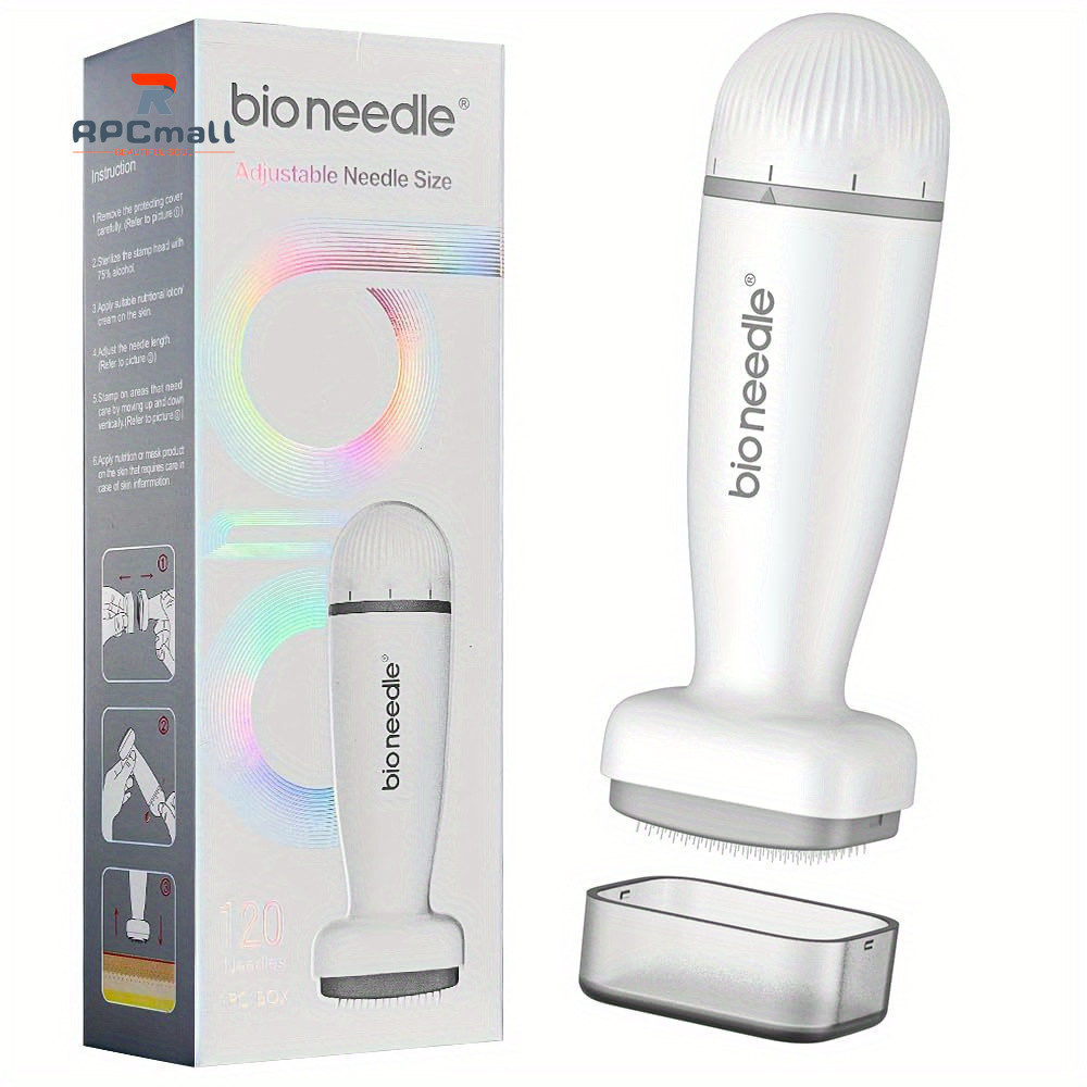 120Pin Bio Needle Derma Stamp Adjustable Needle Length Skincare Beard ...