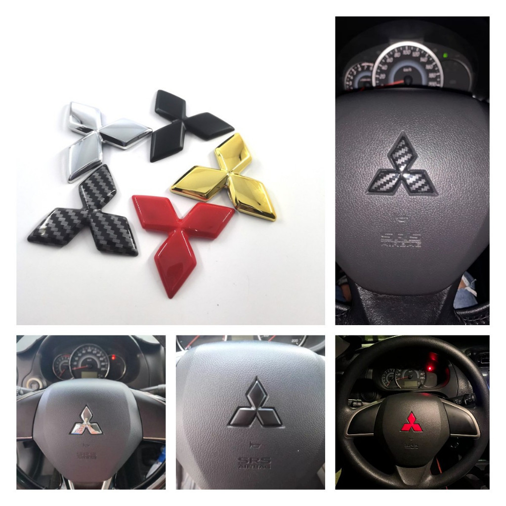 1 x ABS Mitsubishi Logo Steering Wheel Emblem Sticker For MITSUBISHI ...
