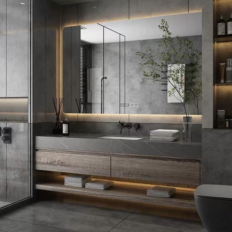 Modern Integrated Smart Hotel Style Bathroom Cabinet Vanity Set Basin ...